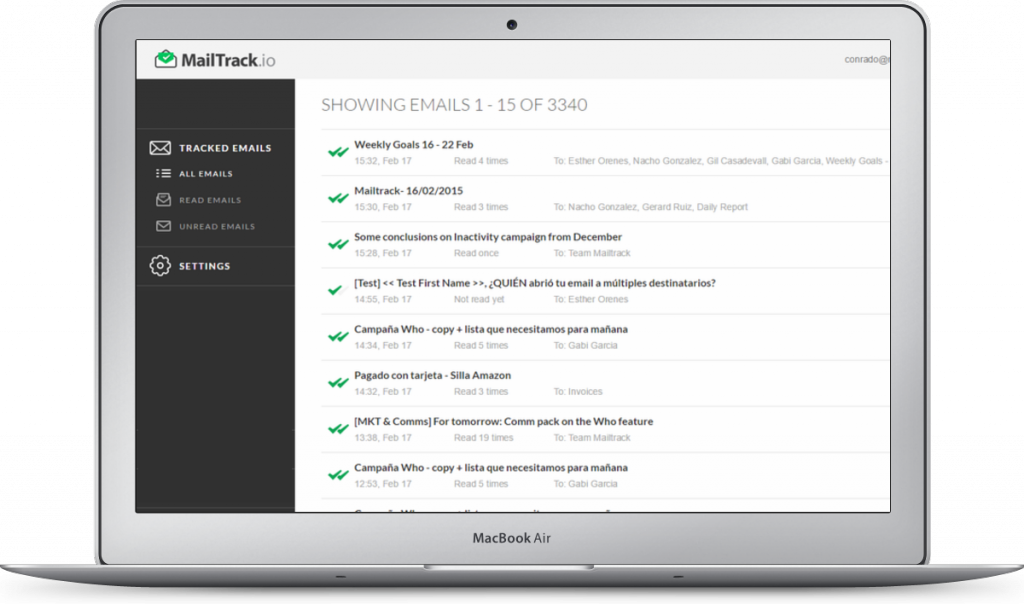 Filter Your Emails by Reading Status With the Mailtrack Dashboard